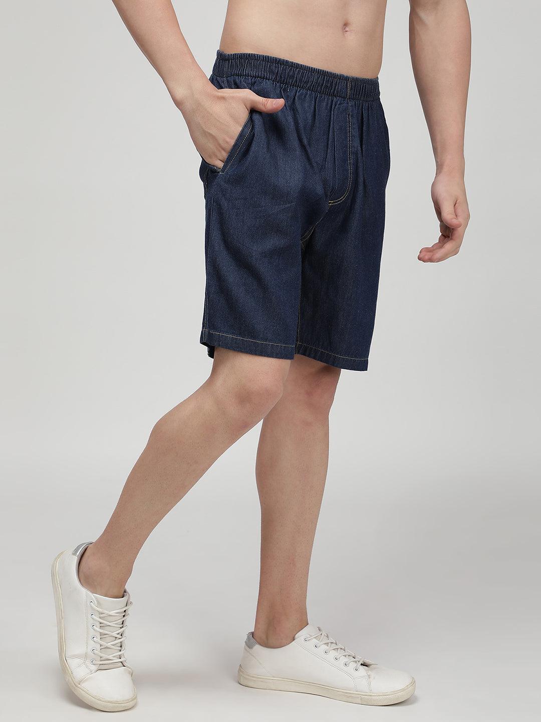 Sporto Men's Cotton Solid Long Denim Boxer/Shorts