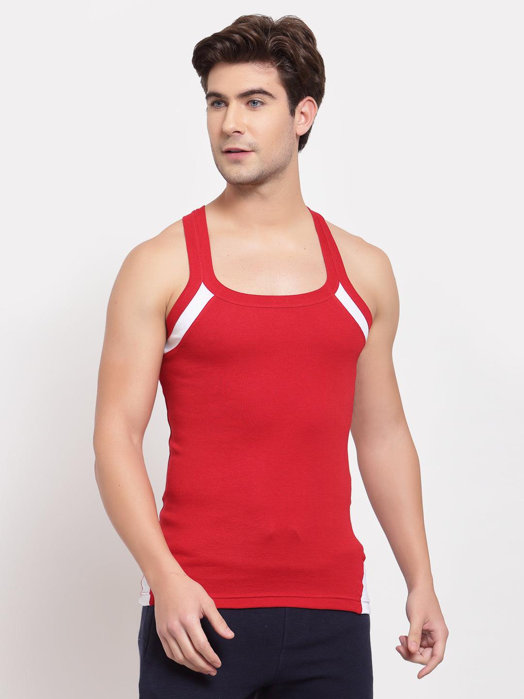 Sporto: Men's Gym Vests Armhole Panel - Pack 2 (Navy & Red)